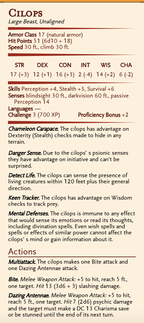 Cilops - Creatures - Kanka
